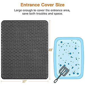 Conlun Cat Litter Mat Cat Litter Trapping Mat, Honeycomb Double Layer Design, Urine and Water Proof Material, Scatter Control, Less Waste，Easier to Clean,Washable