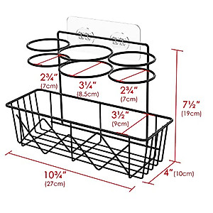 Linkidea Hair Dryer Holder Wall Mounted, Blow Dryer Holder with Adhesive Hooks, Bathroom Hair Tool Organizer for Hair Dryer, Flat Irons, Curling Wands, Hair Straighteners, Black