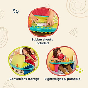 B. toys- Imagination Station- Creaitve Kids Lap Desk – Lap Desk for Art, Coloring, Writing – Portable Table with Storage Space – Reusable Sticker Set – 3 Years +