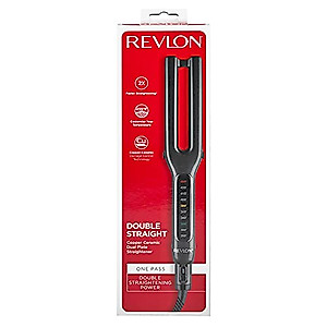 Revlon Double Straight Copper Ceramic Dual Plate Hair Straightener | Faster Styling and Reduced Damage