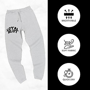Slutty Vegan Loyal Slut Sweatpants, Lightweight Unisex Joggers with Pocket, Fleece Sweatpants High Waisted Joggers Pants, (US, Alpha, Large, Regular, Regular) Grey