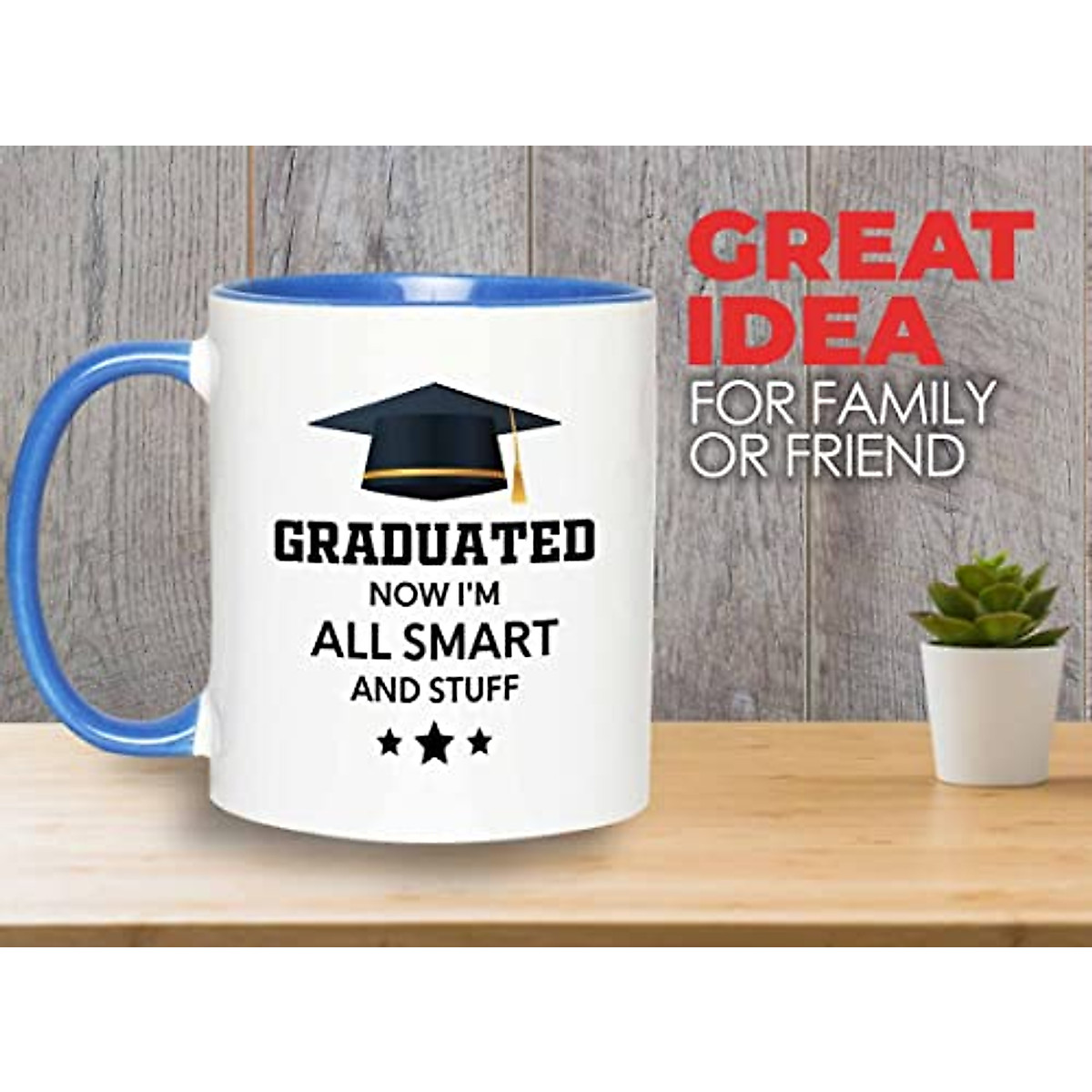 Flairy Land Graduation 2Tone Blue Mug 11oz - All Smart and Stuff - Graduation Gifts for Her Senior Graduation College Student College Graduate Classmate MBA Grad