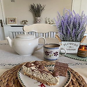 DILATATA Lavender Flowers Artificial Lavender Decor Fake Lavender Plant in Wooden Pot Faux Plants in Pots for Rustic Home Bathroom Table Centerpieces Wedding Decor Potted Lavender Flower Purple Decor