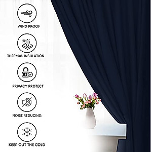 Utopia Bedding Curtain - Rod Pocket Blackout Curtains 84 Inch Length 2 Panels Set - Thermal Curtains & Drapes for Living Room, Bedroom, Dining Room, Home Office, Classroom, 52W x 84L Inches, Navy