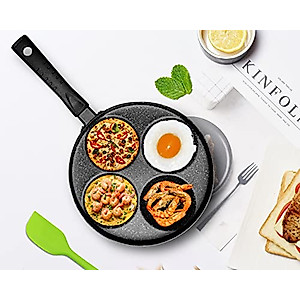 MyLifeUNIT Egg Frying Pan, 4-Cup Nonstick Fried Egg Pan, Aluminum Egg Cooker Pan with Lid and Spatula