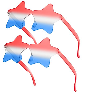 RTBOFY 2 Pack Star Sunglasses for Adult Fashion Party Queen Style Rimless Star Shaped Glasses for Veterans Day Party Favor