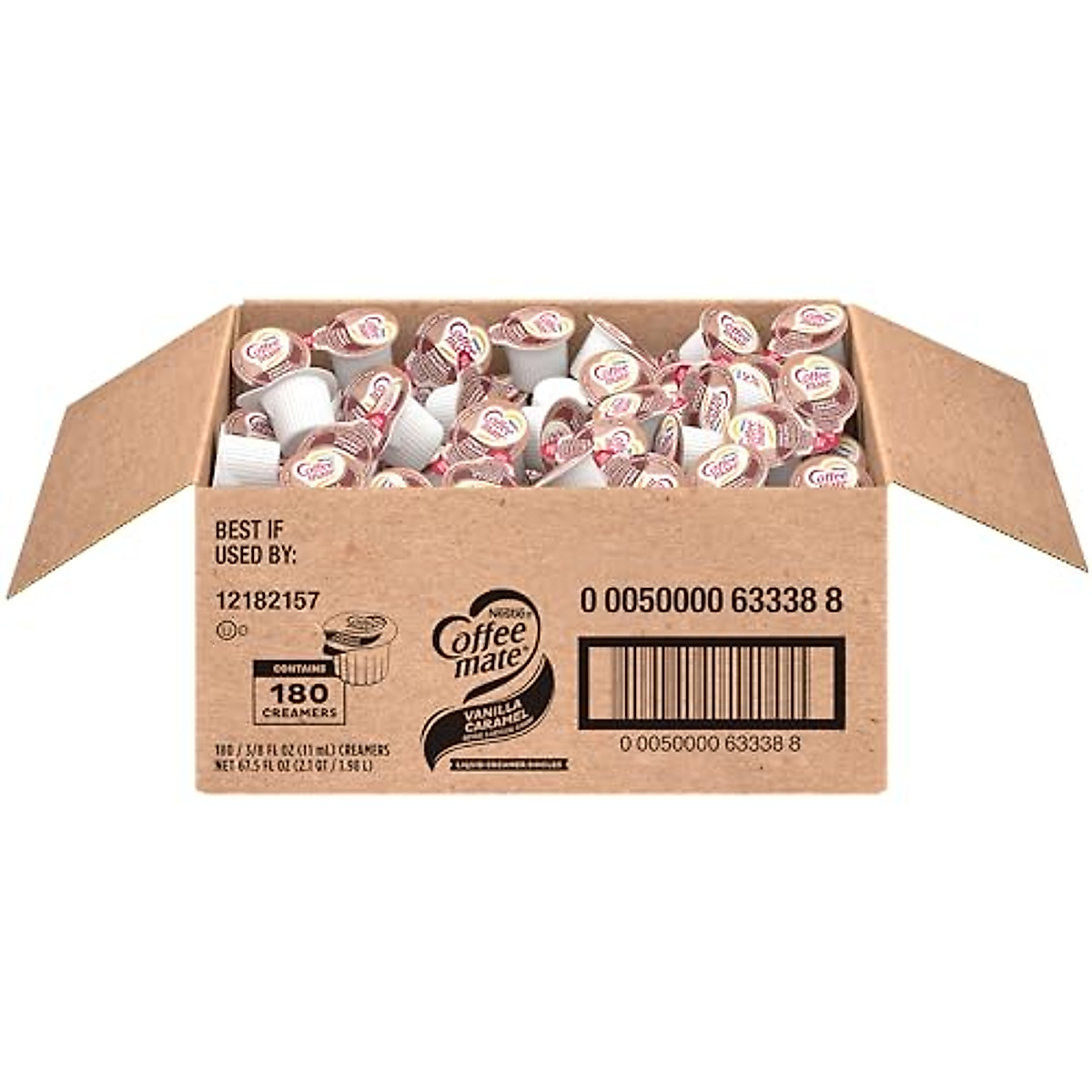 Nestle Coffee mate Coffee Creamer, Vanilla Caramel, Liquid Creamer Singles, Non Dairy, No Refrigeration, 0.37 Fl Oz (Pack of 180)