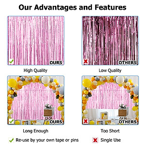 Pink Backdrop Fringe Backdrop Tinsel Backdrop Pink Party Backdrop 2 Pcs 3.3x9.9ft Metallic Foil Fringe Curtains Pink Streamers Pink Photo Backdrop for Birthday Bachelorette Graduation Party Decoration