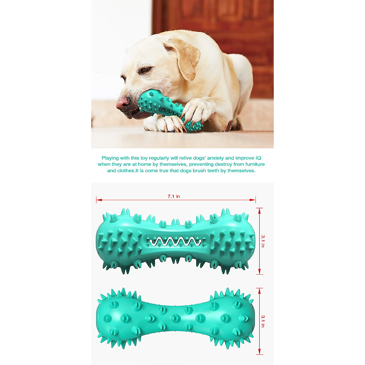 ASWER Dog Chew Toothbrush Toys for Small Medium Large Dogs Dental Care, Squeaky Teeth Cleaning Toy for Aggressive Chewers Large Breed Indestructible Tough Dog Toothbrush Stick Blue