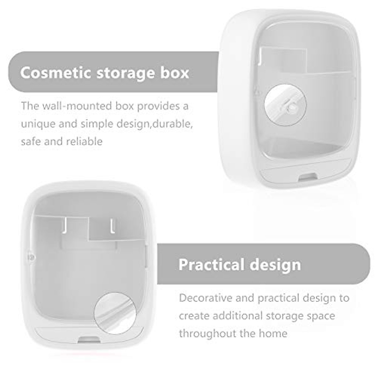 DOITOOL Wall- Mounted Cosmetic Storage Box Punch- Free Waterproof Makeup Organizer Cabinet Rack Medicine Holder Shelf for Home Bathroom Kitchen White