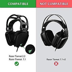 Geekria QuickFit Replacement Ear Pads for Razer Tiamat 2.2, Tiamat 7.1 Headphones Ear Cushions, Headset Earpads, Ear Cups Cover Repair Parts Not Fit Tiamat 7.1 v2
