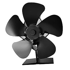 UXZDX CUJUX Black Fireplace Fan 5 Blade Heat Powered Stove Fan Log Wood Burner Quiet Fan Home Efficient (Color : Black, Size : 16085165mm)