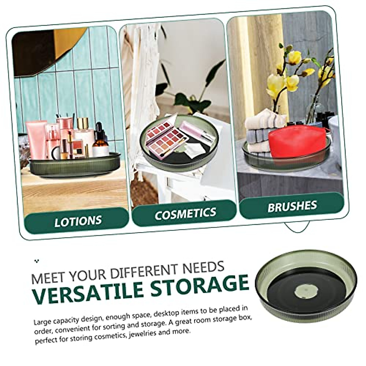 Zerodeko 2pcs rotatable Tray Lazy Susans Home Edit Organizers Kitchen Clear Bathroom Organizer Tabletop Round Turntable Storage Tray Fridge Desk Tray Tableware to Rotate The pet Household