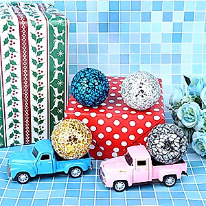 8 Pieces Mosaic Glass Orbs Balls Mosaic Sphere Glass Globe Decorative Orbs Centerpiece Balls Decorative Glass Balls for Bowls Vases Dining Table Centerpiece Decor