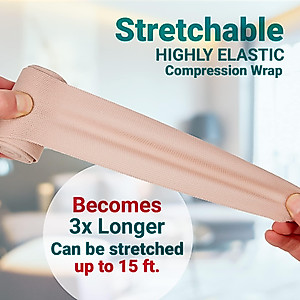 MEDca Elastic Compression Bandage Wrap - First Aid Bandages Roll Measures 2", 3", 4", 6" x 5 Ft with 4 Extra Hooks - Athletic Sports Stretch Wraps for Ankle, Wrist, Arm & Leg Sprains (Pack of 8)