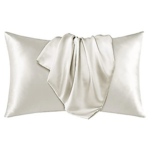 Deconovo Grey Silk Pillowcase Envelope Closure - Satin Pillowcase for Hair and Skin, King Size Set of 2, 20x40 Inch Pillow Protectors (Grey, 20x40 Inch, 2 Pack)