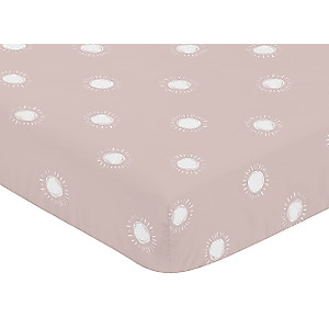Sweet Jojo Designs Mauve and White Boho Sun Girl Fitted Crib Sheet Baby or Toddler Bed Nursery - Pink Dusty Rose Bohemian Celestial Sky Desert Sunshine Outdoors Nature