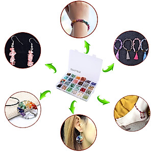 Efivs Arts 1500PCS Stone Beads, Crystal Beads Ring Making Kit Gemstone Beads Set 24 Styles Crystal Pieces for Jewelry Making Crushed Chunked for DIY Crafts for Holiday Gift