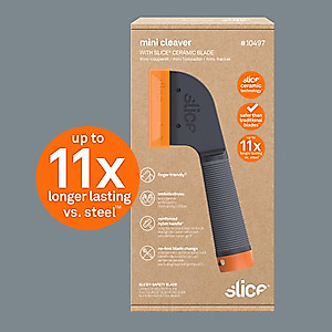 Slice 10497, Mini Cleaver with Slice Ceramic Blade, Reduce Hand Strain, with Blade Cover, Blade lasts 11x As Long as Metal, 1 Pack