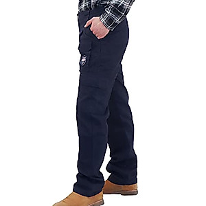 BOCOMAL Men's FR Cargo Pants Fire Resistant Pants Midweight 7.5oz Navy (7 Pockets) Multi-Pockets FR Pants