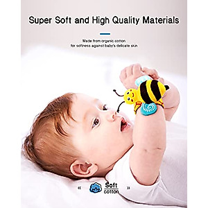 Baby Wrist Rattle Socks and Foot Finder Set, Perfect Baby Toys for 0-12 Months Newborn Boys and Girls As Baby Shower Gifts, Garden Bug Series