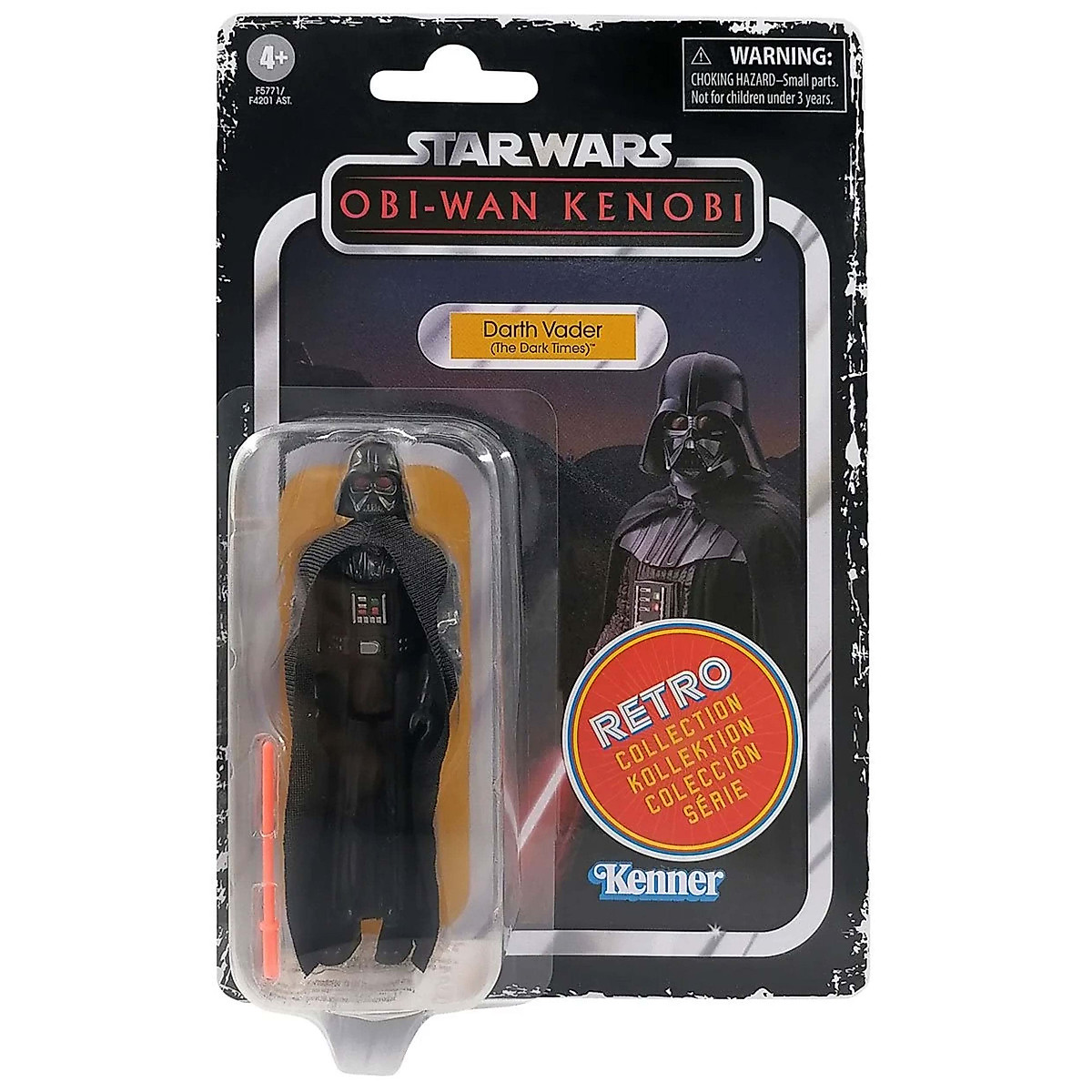 STAR WARS Retro Collection Darth Vader (The Dark Times) Toy 3.75-Inch-Scale OBI-Wan Kenobi Figure, Toys for Kids Ages 4 and Up, Multicolored, F5771