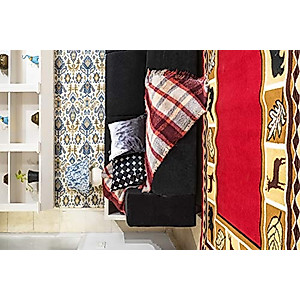 Furnish my Place 631 Red 7'8"x9'8" Wildlife Bear Rustic Moose Decor Lodge Cabin Area Rug, Elegant and Durable Mat, Red