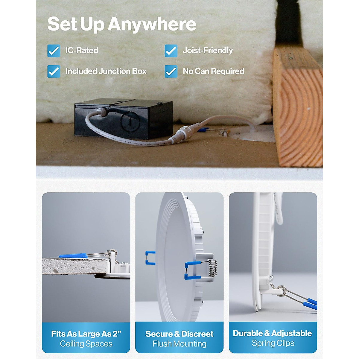 Sunco 24 Pack 6 Inch Ultra Thin LED Recessed Ceiling Lights Slim, 5000K Daylight, Dimmable 14W, Baffle Trim Damp Rated, Canless Wafer Thin with Junction Box