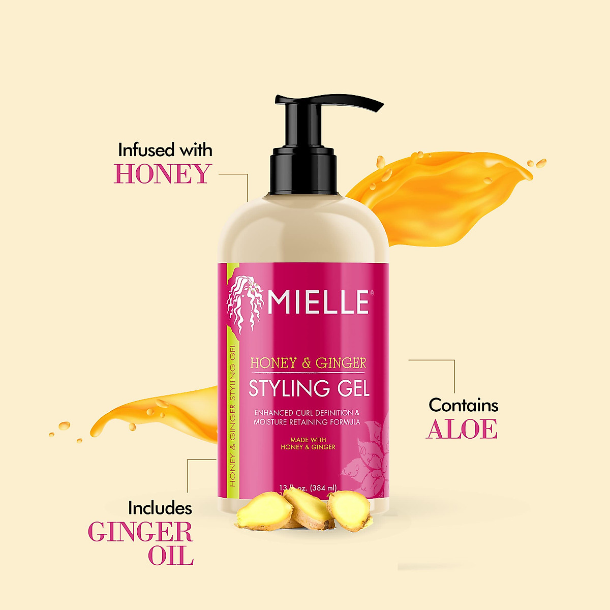 Mielle Organics Styling Gel With Honey And Ginger 12Oz (Pack of 2)