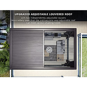 PURPLE LEAF Outdoor Louvered Pergola 10' × 13' Adjustable Metal Roof Hardtop Gazebo