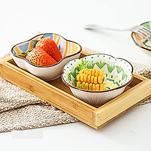 RareCi Dip Bowls 4 Oz - 6-Pack Little Dipping Bowl Set - Mini Ceramic Bowl - Small Condiment, Appetizer, Snack, Soy Sauce Dish - Cute Serving Bowls for Parties(Pentapetalous)