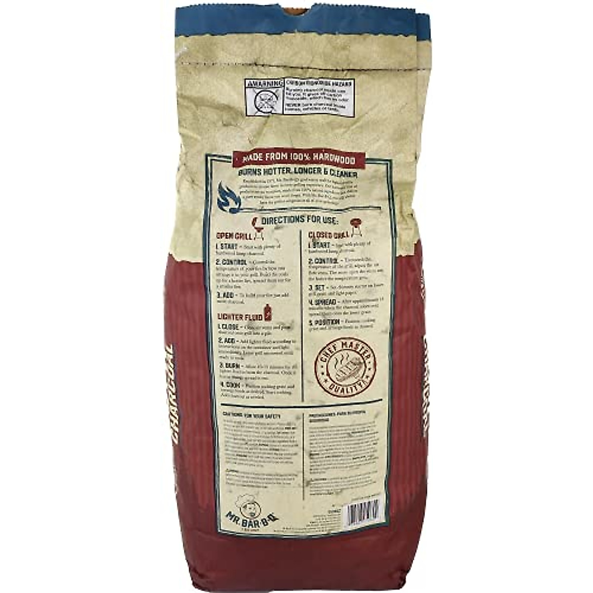 Mr. Bar-B-Q Natural Hardwood Lump Charcoal | Burns Hotter, Longer & Cleaner | Made from a 100% Hardwood Blend | Natural Lump Charcoal | Lights Easily - Low Ash | 8-Pound Bag