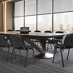 Byroce 4Pcs Conference Chair, Modern Stackable Chairs with Ergonomic Lumbar Support & Comfort Seat Back Sponge Cushion, Reception Side Chair with Sturdy Steel Frame, Black (4)