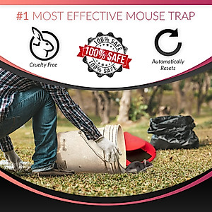 Double Flip & Double Slide get Double The Catch - Safe & Sanitary Kill or No Kill- Bucket Mouse Trap for 5 Gallon Bucket Lid - Mouse Trap Bucket Lid Mice Trap - Humane Rat Trap Bucket