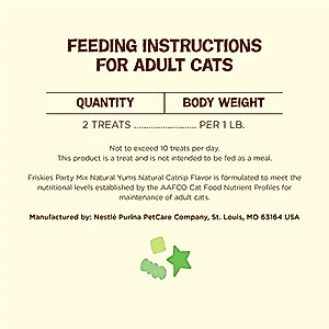 Purina Friskies Made in USA Facilities, Natural Cat Treats, Party Mix Natural Yums Catnip Flavor - 20 oz. Canister