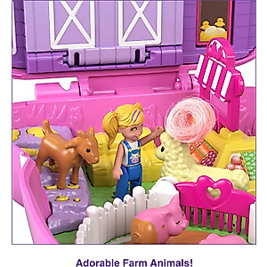 Polly Pocket On The Farm Piggy Compact, Farm Theme, Micro Polly Doll & Friend Doll, 2 Animal Figures (1 Alpaca with Hair), Fun Features & Surprise Reveals, Great Gift for Ages 4 Years Old & Up