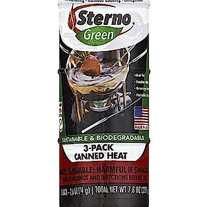 Sterno 20602 Entertainment Cooking Fuel, 3-Pack Canned Heat, 2.6 Ounce, Red