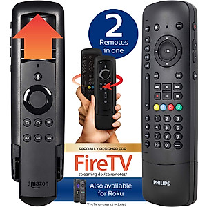 Philips Universal Companion Remote Control for Samsung, Vizio, LG, Sony, Roku, Apple TV, RCA, Panasonic, Smart TVs, Streaming Players, Blu-ray, DVD, 4 Device, Flip & Slide Fire TV, Black, SRP2024A/27
