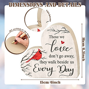 Sympathy Gift Memorial Heart Present for Loss of Loved One Wooden Remembrance Bereavement Gift Condolence Sign Loss of Father Mother Son Brother Decor 6.3 x 6 x 0.7 Inches (Cardinal Style)