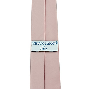 Vesuvio Napoli PreTied SKINNY Men's Neck Tie BLUSH PINK Narrow Zipper Necktie