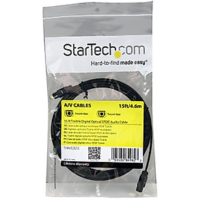 StarTech.com 10 ft. (3 m) Digital Optical Audio Cable - Toslink Digital Optical SPDIF - Ultra-Thin - Male/Male (THINTOS10), Black