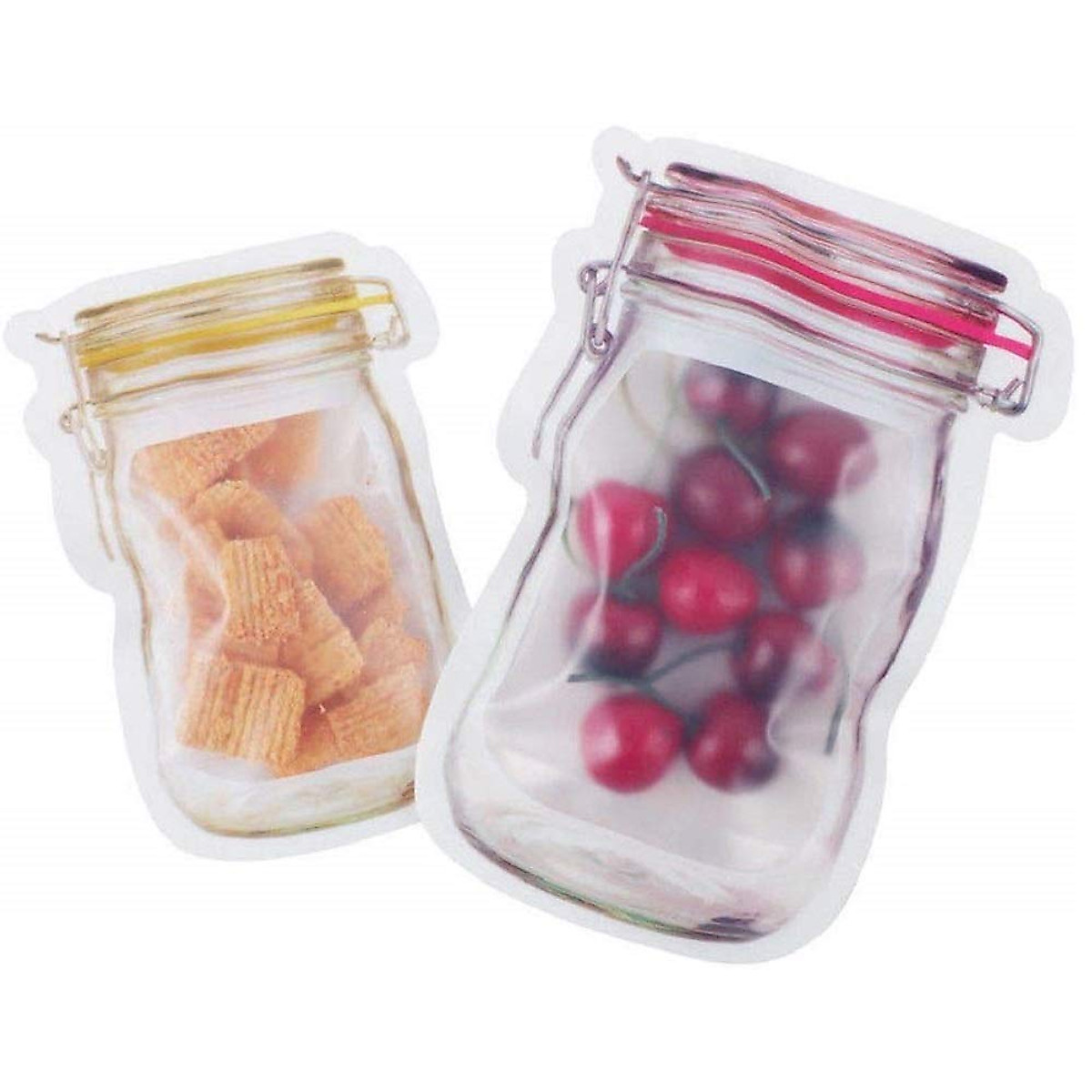 20 Pcs Mason Jar Zipper Bags, Reusable Airtight Seal Food Storage Bags, Multi-Size Food Safe Material Leak-Proof Saver Bags for Travel Camping and Kids