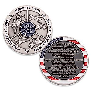 Air Force Core Values Challenge Coin - United States Air Force Challenge Coin - Amazing US Air Force Military Coin - Designed by Military Veterans!