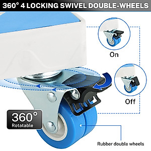 NATGAI Mini Fridge Stand, Adjustable Furniture Dolly Roller Base with 4 Locking Swivel Wheels, Universal Mobile Base Moving Cart for Washing Machine Refrigerator and Dryer (8 Wheels)