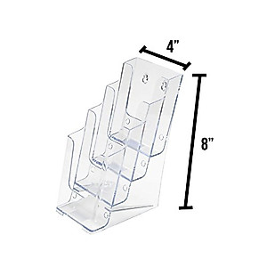 SOURCEONE.ORG Premium Brochures Holder for 4” Trifold Booklets – 4-Tier – Clear Acrylic Countertop Organizer