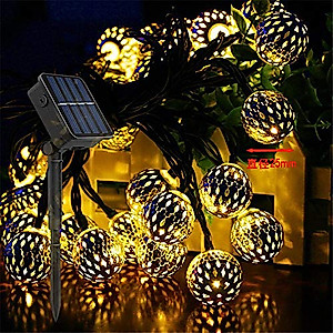WESSD Solar Powered String LED Globe String Lights, Outdoor Starry Lights, Moroccan Fairy Lights, Backyard Lamp for Home, Garden, Party, Festival Decoration