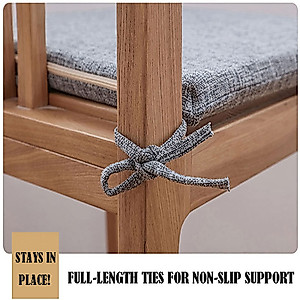 WJXBoos Linen Dining Chair Pads,Custom Size Kitchen Chair Cushion Checkered Japanese-Style Non-Slip with Ties Office Chair Cushion (Coffee,24"*24"*2")