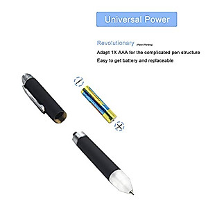 LED Pen, Yacig Light Pens, Two Brightness Settings, 1x AAA Battery Powered, Matte Black Barrel, Light Up Pens for Writing in Low Light Situations (White Light and Red Light)