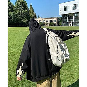 Gnoved Y2K Hoodie Thick Women Men Cross Aesthetic ZIp Up Sweatshirt Long Sleeve Jacket Fashion Streetwear Clothes.(Black1-L)