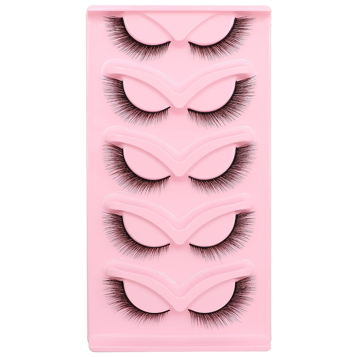 Veleasha Fox Eye Lashes L Curl Fluffy False Eyelashes 5 Pairs Pack Bratz Cat Eye Lashes Wispy & Lightweight Fake Eyelashes for Doll Eye Makeup (Foxy 04)